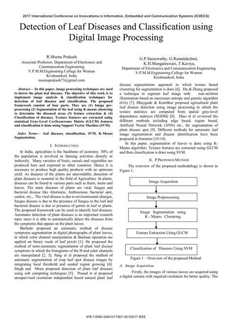PDF Detection Of Leaf Diseases And Classification Using Digital Image Processing