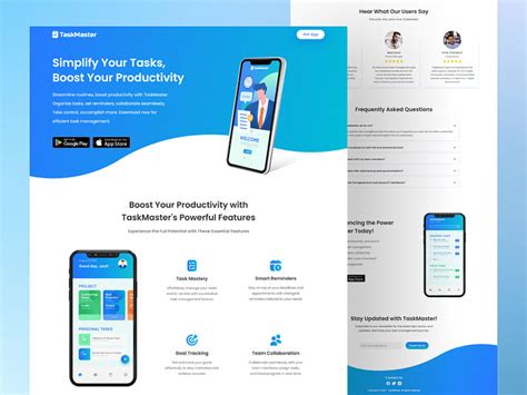 Taskmaster Task Management App Landing Page By Md Ali Zihad On Dribbble