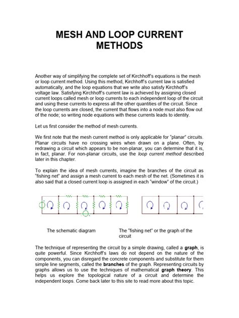 mesh and loop current methods pdf electrical network electromagnetism