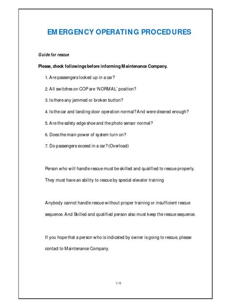 Section 3 Emergency Operating Procedures Pdf Elevator Door