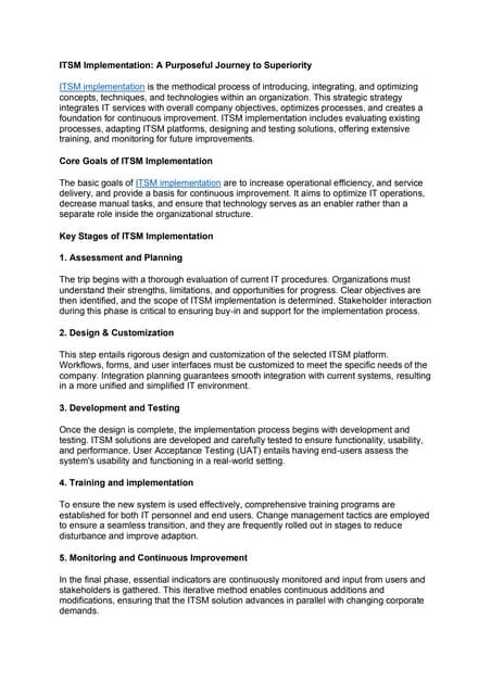 Understanding Itsm Implementation Understanding The Phases For A