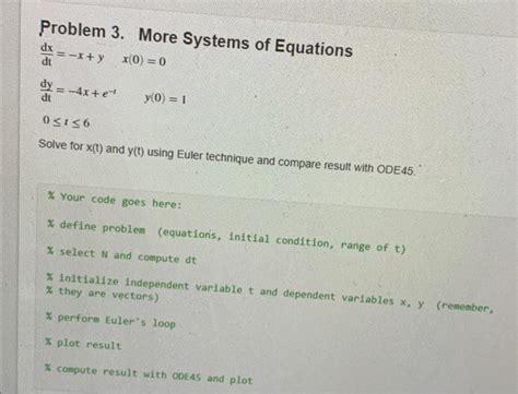 solved problem 3 more systems of equations dtdx −x yx 0 0