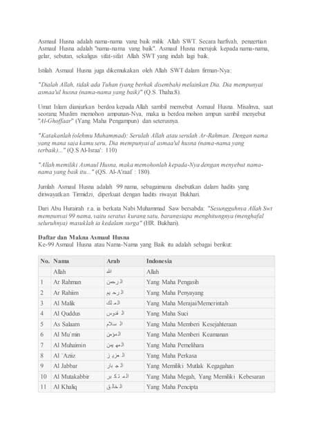 Asmaul Husna Tabel Ok Pdf