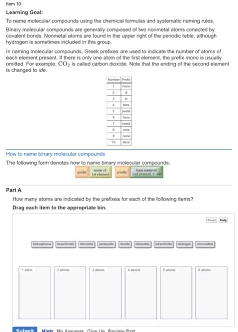 Solved To Name Molecular Compounds Using The Chemical