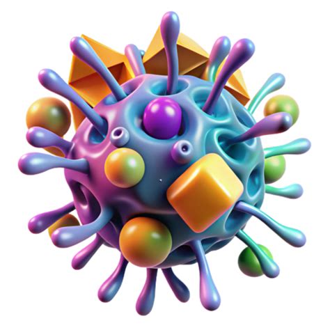 Vibrant 3d Render Of Abstract Colorful Globular Structure 55385412 Png