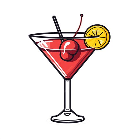 Premium Vector Cocktail Drink Glass Vector Illustration