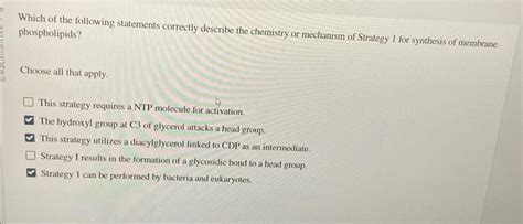 Solved Which Of The Following Statements Correctly Describe Chegg