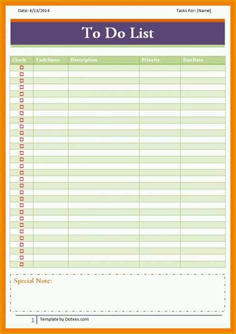 Tolle To Do Liste Vorlage Word Kostenlos Vorlagen Und Muster
