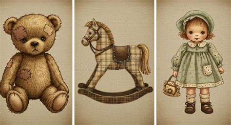 Collage Of Vintage Toy Illustrations Stock Illustration Illustration