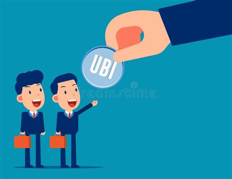 Putting Money With Universal Basic Income Ubi Sign Stock Vector