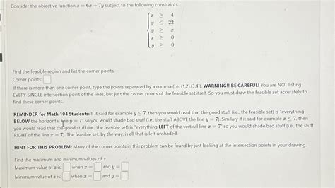 Solved Consider The Objective Function Z6x7y ﻿subject To