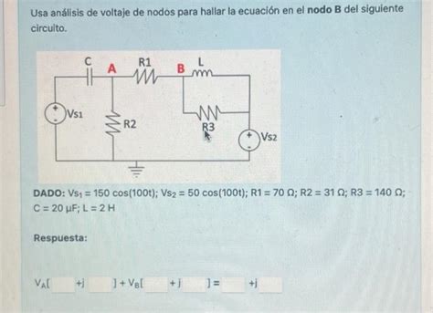 solved use node voltage analysis to find the equation in