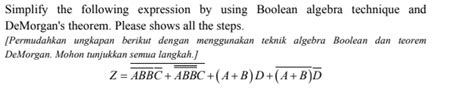 solved simplify the following expression by using boolean