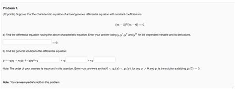 Solved 12 Points Suppose That The Characteristic Equation
