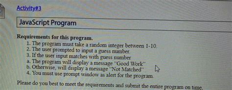 Solved Activity JavaScript Program Requirements For This Chegg Com