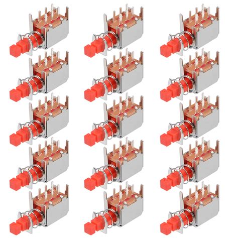 Push Button Switch DPDT 6 Pin 1 Position Self Locking Red 15Pcs Walmart Com