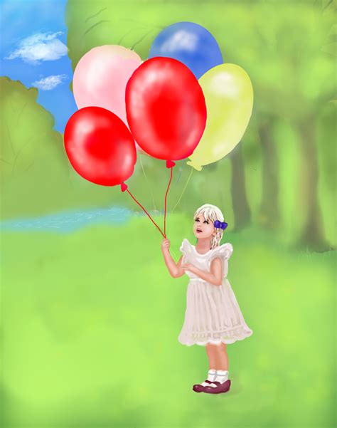 Иллюстрация Девочка с шаром в стиле компьютерная графика