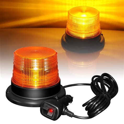 Led Amber Strobe Light 24 Led Emergency Warning Safety Flashing Beacon Lights