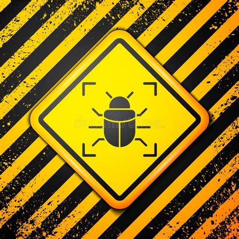 Black System Bug Concept Icon Isolated On Yellow Background Code Bug