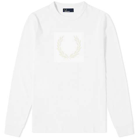 Fred Perry Long Sleeve Tonal Laurel Wreath Tee White End Hk