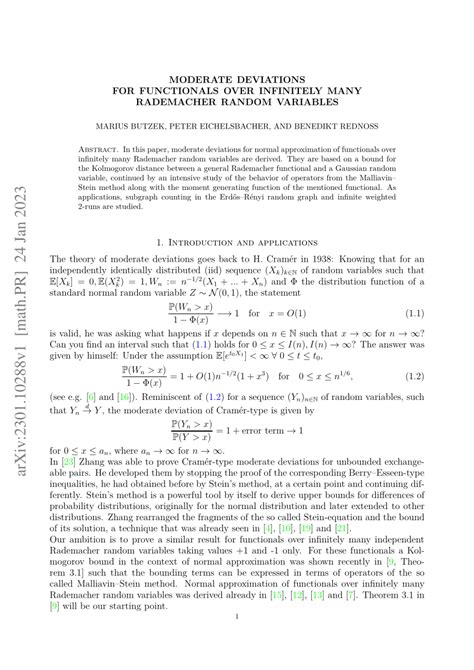 Pdf Moderate Deviations For Functionals Over Infinitely Many