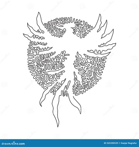 Continuous One Curve Line Drawing Of Huge Mysterious Bird Abstract Art Stock Vector