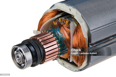 흰색 배경에 격리 된 전기 Dc 모터의 로터 및 스테이터 세부 사항 볼 베어링에 대한 스톡 사진 및 기타 이미지 볼 베어링 스위치 전기장비 Istock