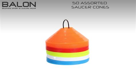 Pack Of 50 Training Saucer Cones Assorted Colours Balon Sports