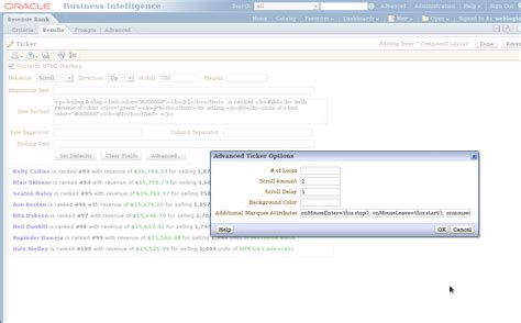 obiee2go obiee 11g6 creating scrolling ticker views
