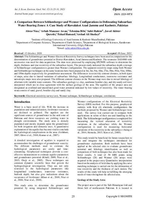 pdf a comparison between schlumberger and wenner configurations in