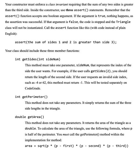 Solved Create A Class Named Triangle With Three Integer Data