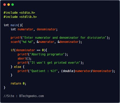 Abort C Library Function Btech Geeks