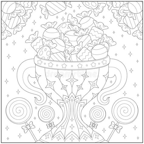 充满糖果的奇幻奖杯 学习与教育色彩页 向量例证 插画 包括有 装饰品 乱画 艺术 抽象 着色 214528363