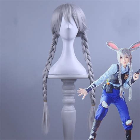 Buy Fashion Women Judy Hopps Rabbit Cos Wig Silver 90cm Long Straight
