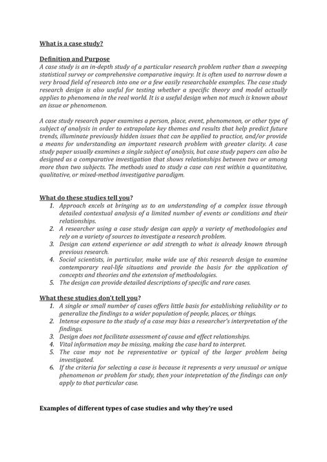 Case Study Guidlines What Is A Case Study Definition And Purpose A