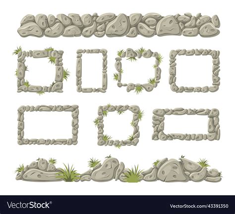 Stone Borders And Frames Old Broken Rocks Vector Image