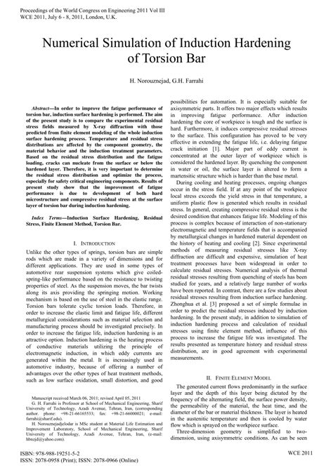 Pdf Numerical Simulation Of Induction Hardening Of Torsion Bar