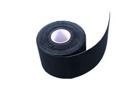 흑인 운동 요법 테이프입니다 물리 치료 및 통증 손목 통증 긴장에 대 한 치료 테이프 탄력 있는 치료 테이프 접착 테이프 그리고 대체 의학입니다 건강관리와 의술에 대한 스톡