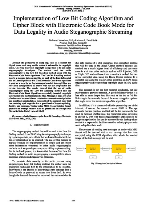 Pdf Implementation Of Low Bit Coding Algorithm And Cipher Block With Electronic Code Book Mode