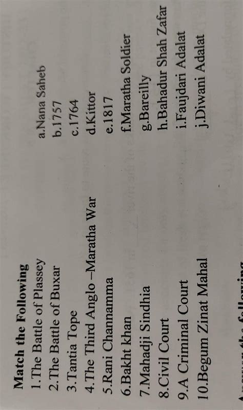 Match The Following