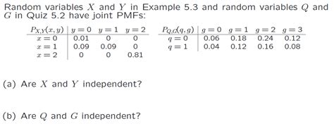 Solved Random Variables X And Y In Example 5 3 And Random Chegg Com