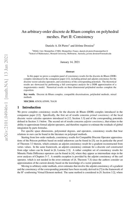 An Arbitrary Order Discrete De Rham Complex On Polyhedral Meshes Part Ii Consistency Deepai