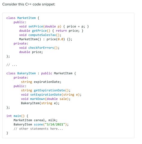 Solved Consider This C Code Snippet Class MarketItem Chegg