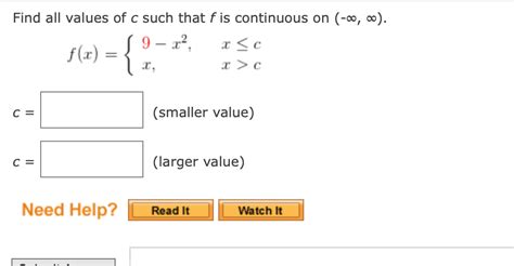 Solved Find All Values Of C Such That F Is Continuous On Chegg