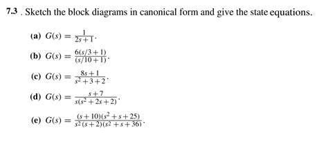 solved 7 3 sketch the block diagrams in canonical form and
