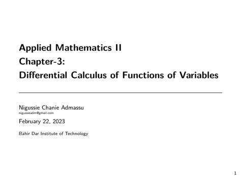 Differential Calculus
