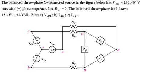 Solved The Balanced Three Phase Y Connected Source In The