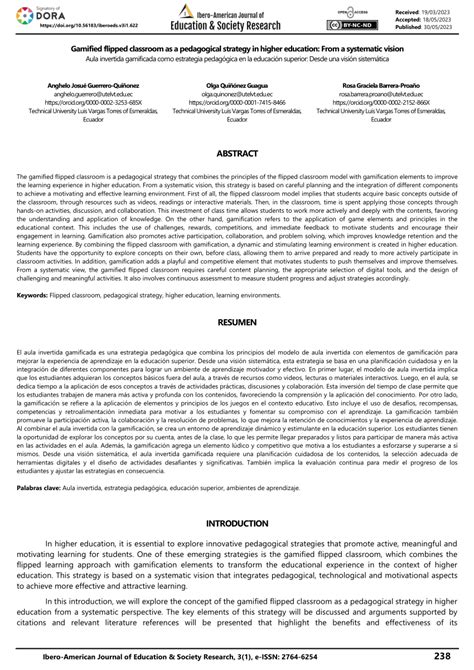 Pdf Gamified Flipped Classroom As A Pedagogical Strategy In Higher