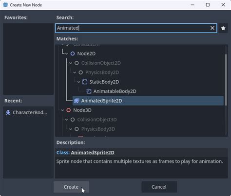 3 While Animatedsprite2d Is Selected Under The Animation Section Of The Inspector Tab Select