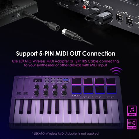 Lekato 25 Keys Midi Keyboard Controller Usb 8 Rgb Backlit Cubesuite So Lekato Buy Musical